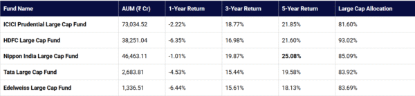 Top Large Cap Mutual Funds 2026 | Best Large Cap Funds